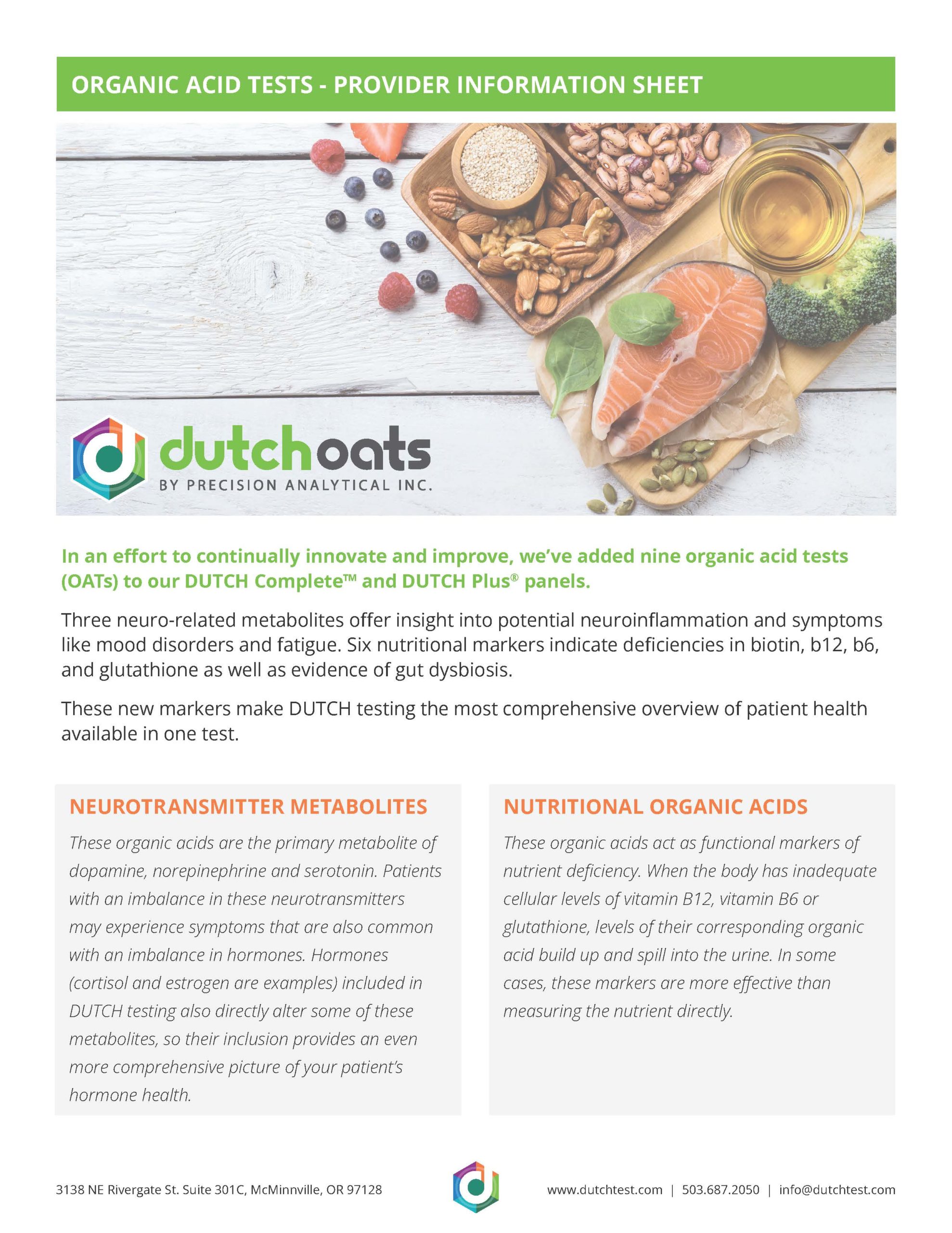Organic Acid Tests (OATs) Information Sheet - DUTCH Test